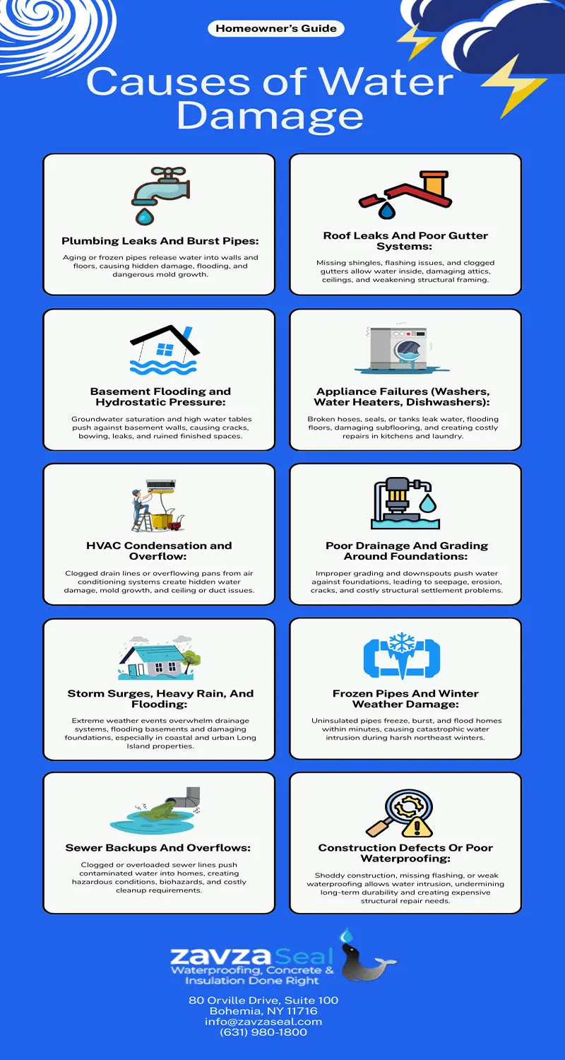 Most Common Causes Of Water Damage And How To Prevent It | Zavza Seal LLC